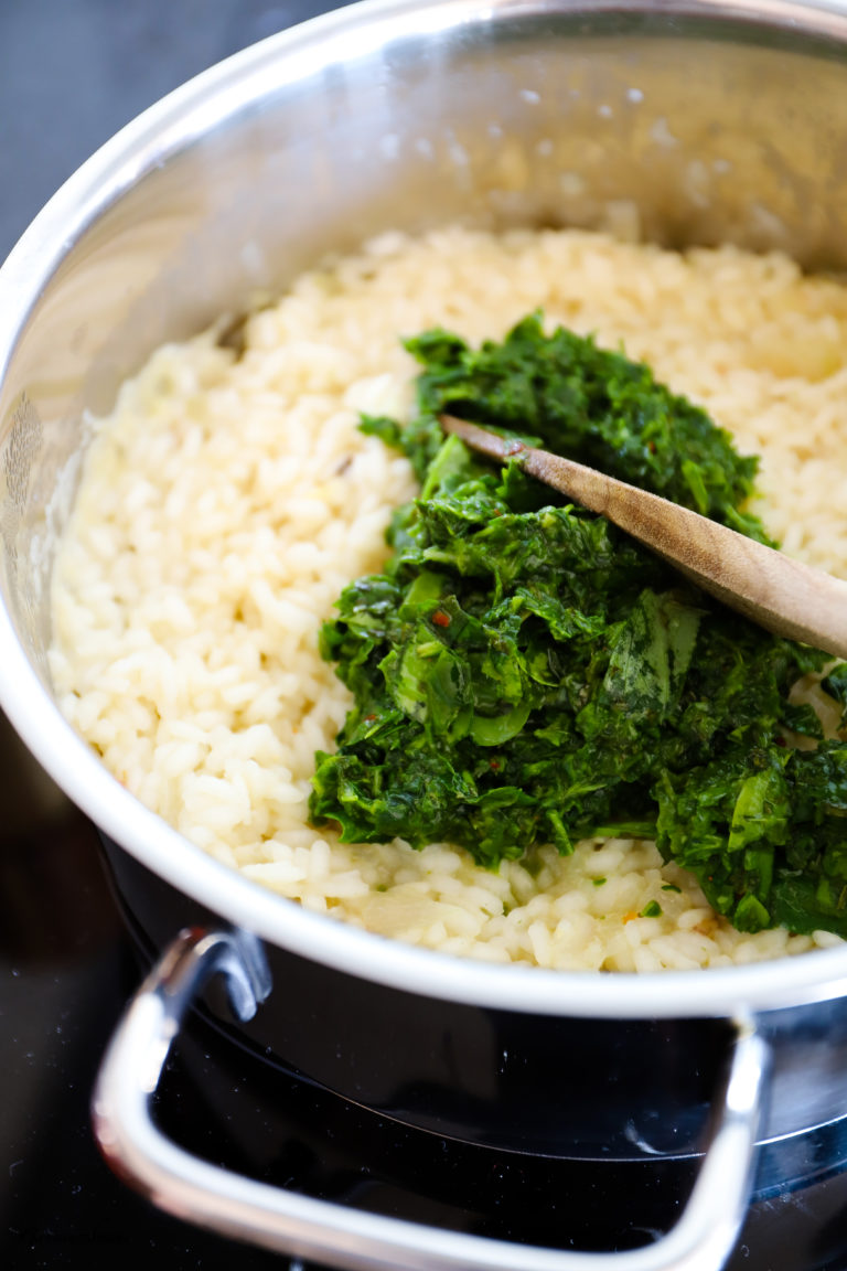 Risotto mit Spinat-/Basilikumpesto