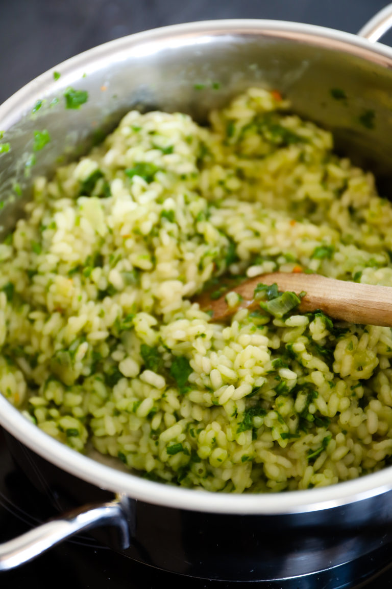 Risotto mit Spinat-/Basilikumpesto – Gaumenschmaus